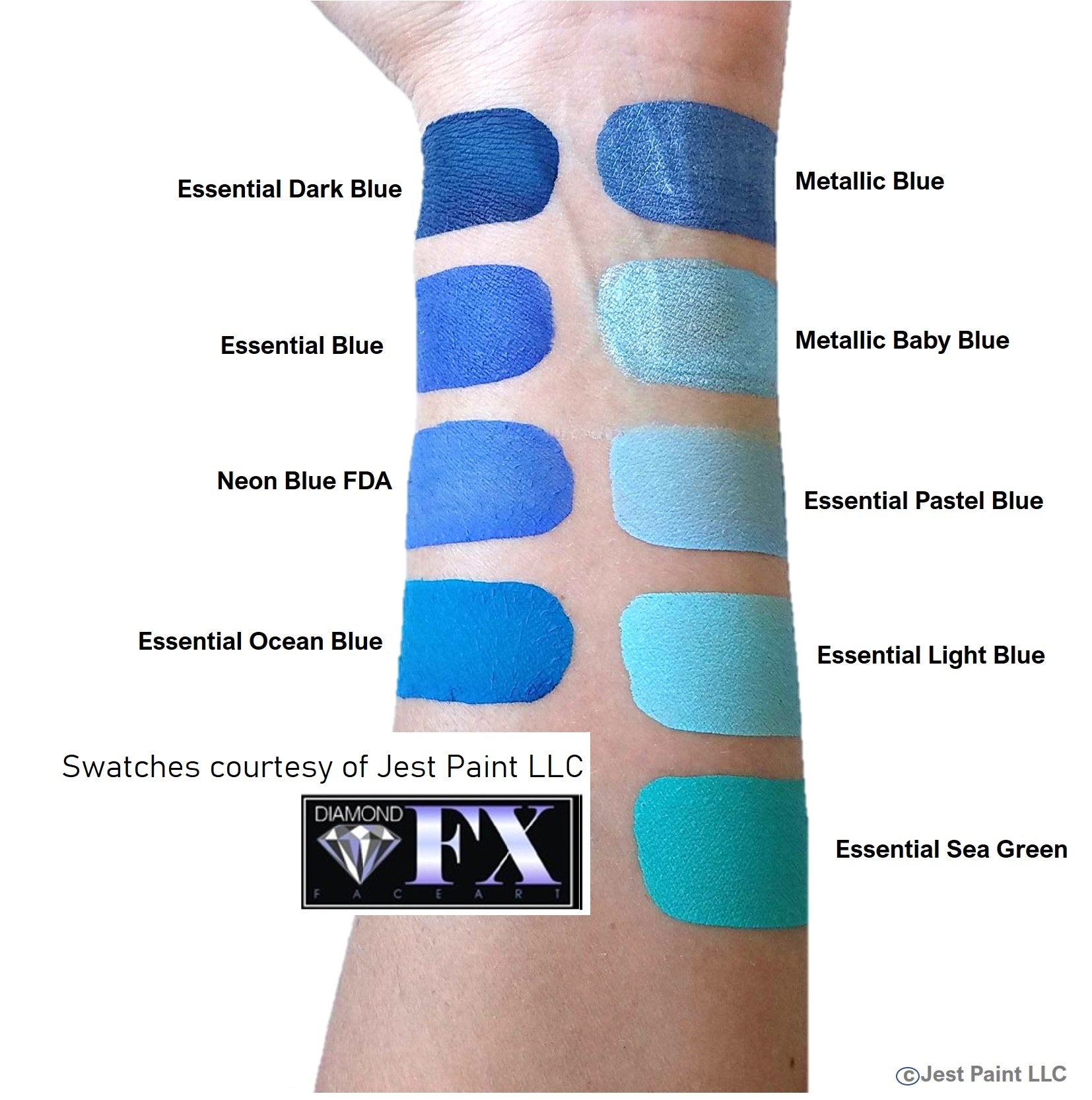 Diamond FX Face Paint Essential | Ocean Blue | 30 grams — Jest Paint ...
