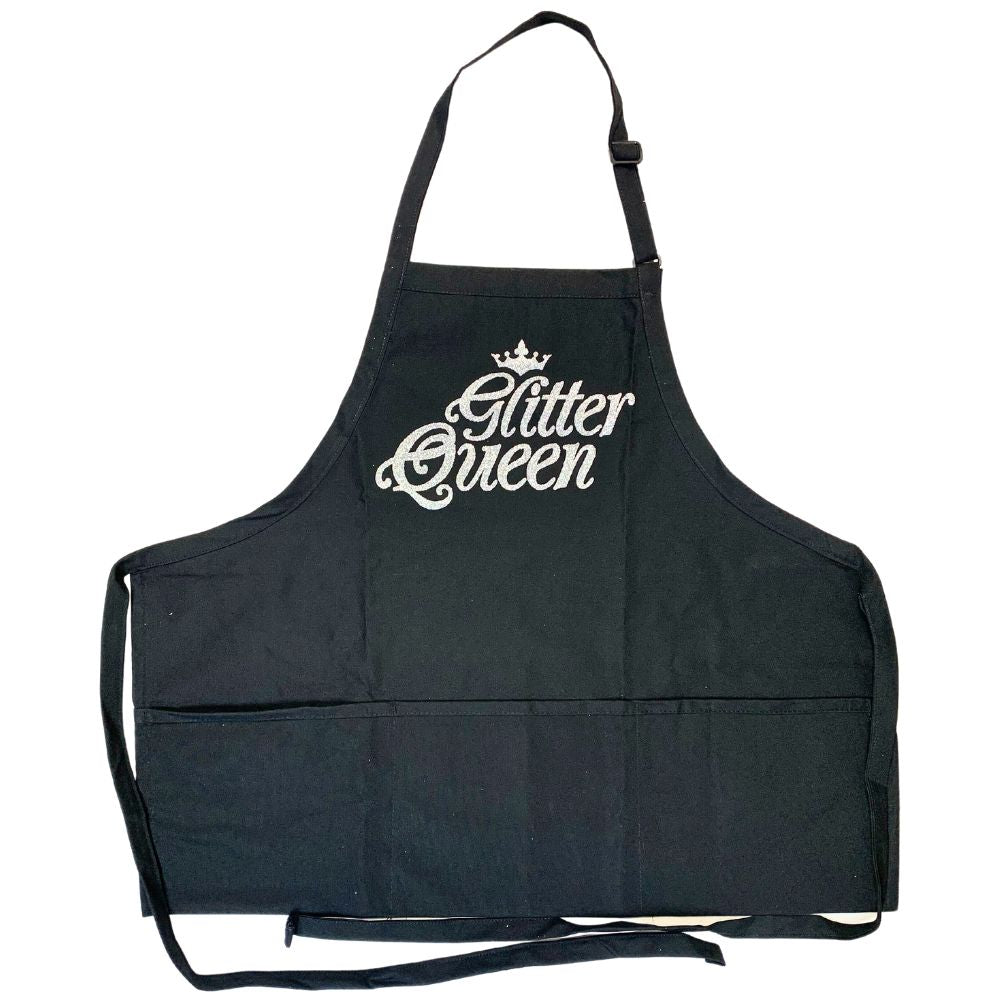 Art Factory | GLITTER QUEEN Apron - Black with Silver Glitter Print ...
